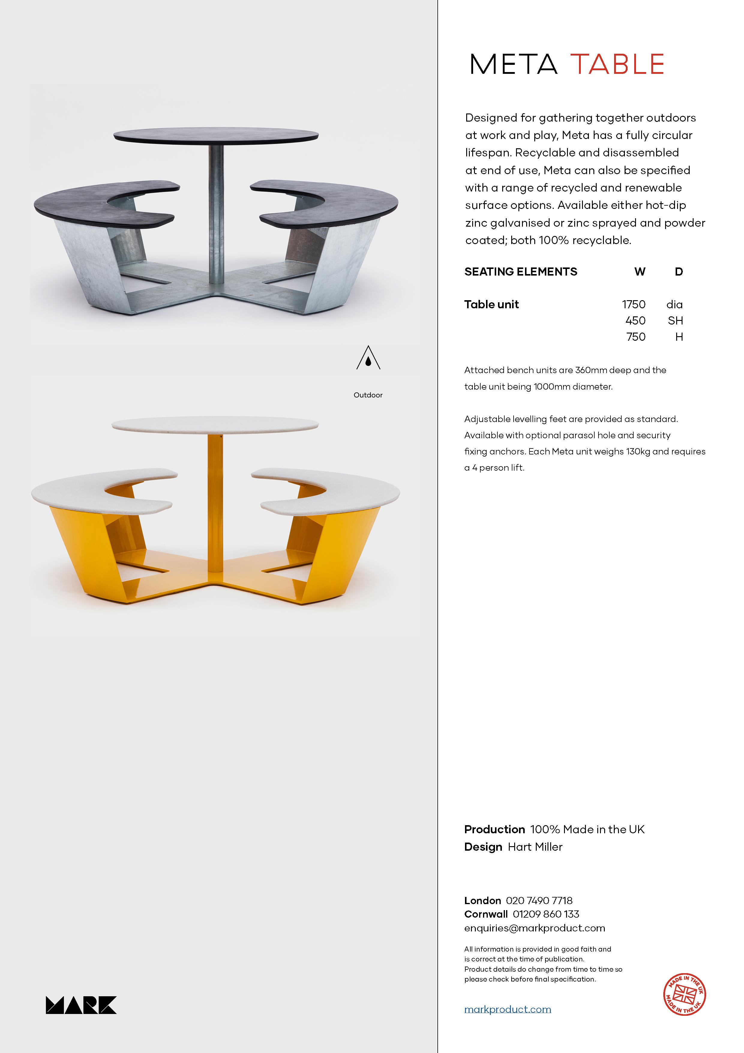 Meta Table Spec Sheet - MARK Product : MARK Product